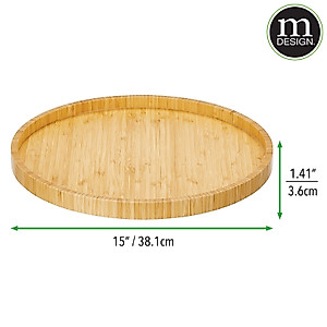 mDesign Lazy Susan Turntable Bamboo Spinner for Kitchen Cabinet, Pantry, Fridge, Cupboards, or Counter, Fully Rotating Organizer for Food, Spices, or Condiments, 15" Round, Echo Collection, Natural