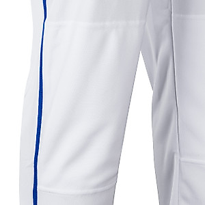 Champro Men's Standard Triple Crown Open Bottom Adult Baseball Pants, White, Royal Pipe, Medium