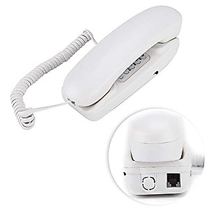 Corded Wall Phone Without Caller ID, Desktop Landline Corded Telephone for Home,Hotel,Living Room,School and Office,Powered by Telephone Line(White)