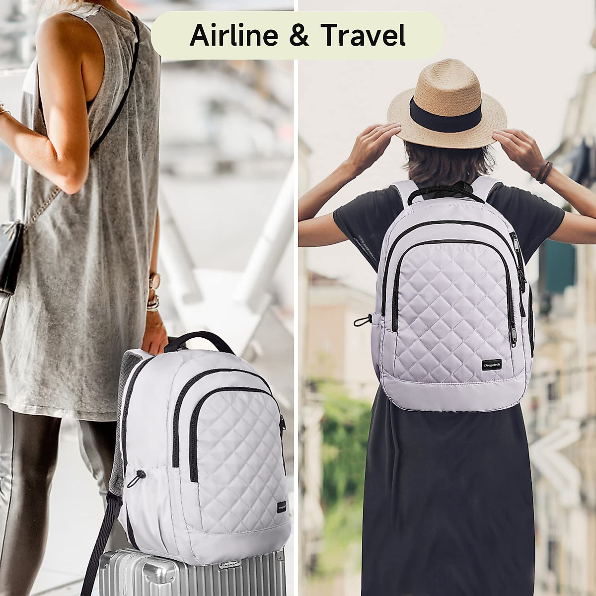 Deegotech 40L Travel Backpack for Women Airline Approved Carry On Backpack, Water Resistant Lightweight Large Travel Backpack for Clothes Personal Item, fit 17inch Laptop, College School Bookbag, Pink