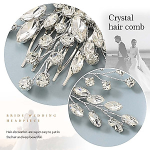 Easedaily Bride Wedding Hair Comb Silver Crystal Hair Pieces Rhinestone Headpieces Bridal Hair Clip Side Combs Hair Accessories for Women and Girls