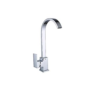 TSHH Square Kitchen Sink Faucet Single Handle One Hole Mixer Tap Kitchen Bath Faucet,Polished Chrome,FC1027