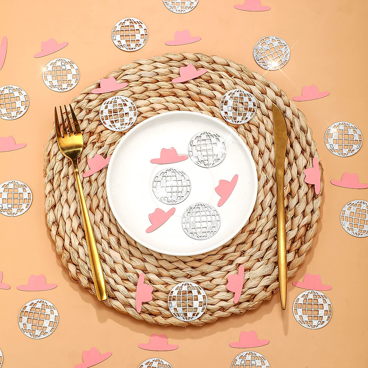 Sherr 400 Pcs Wedding Table Confetti Wedding Hat Confetti 70s 80s Disco Ball Cowgirl Party Decorations Engagement Party Supplies Girls Night Birthday Favors for Western Cowboy (Classic Style)