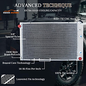 OzCoolingParts 3 Row Core Aluminum CC716AA Radiator + 2 x 12" Fan w/Shroud Kit Compatible with 1973-1991 79 80 81 Chevy C/K/R Series C10 C20 C30 K10 K20 K30 Pickup Trucks Suburban Blazer/GMC Jimmy