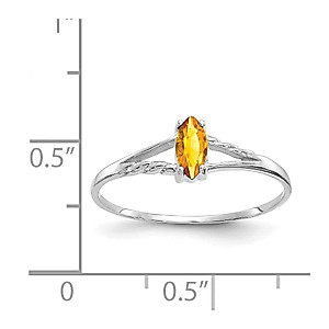Size 6 - Solid 10k White Gold Polished Citrine Simulated Birthstone Ring