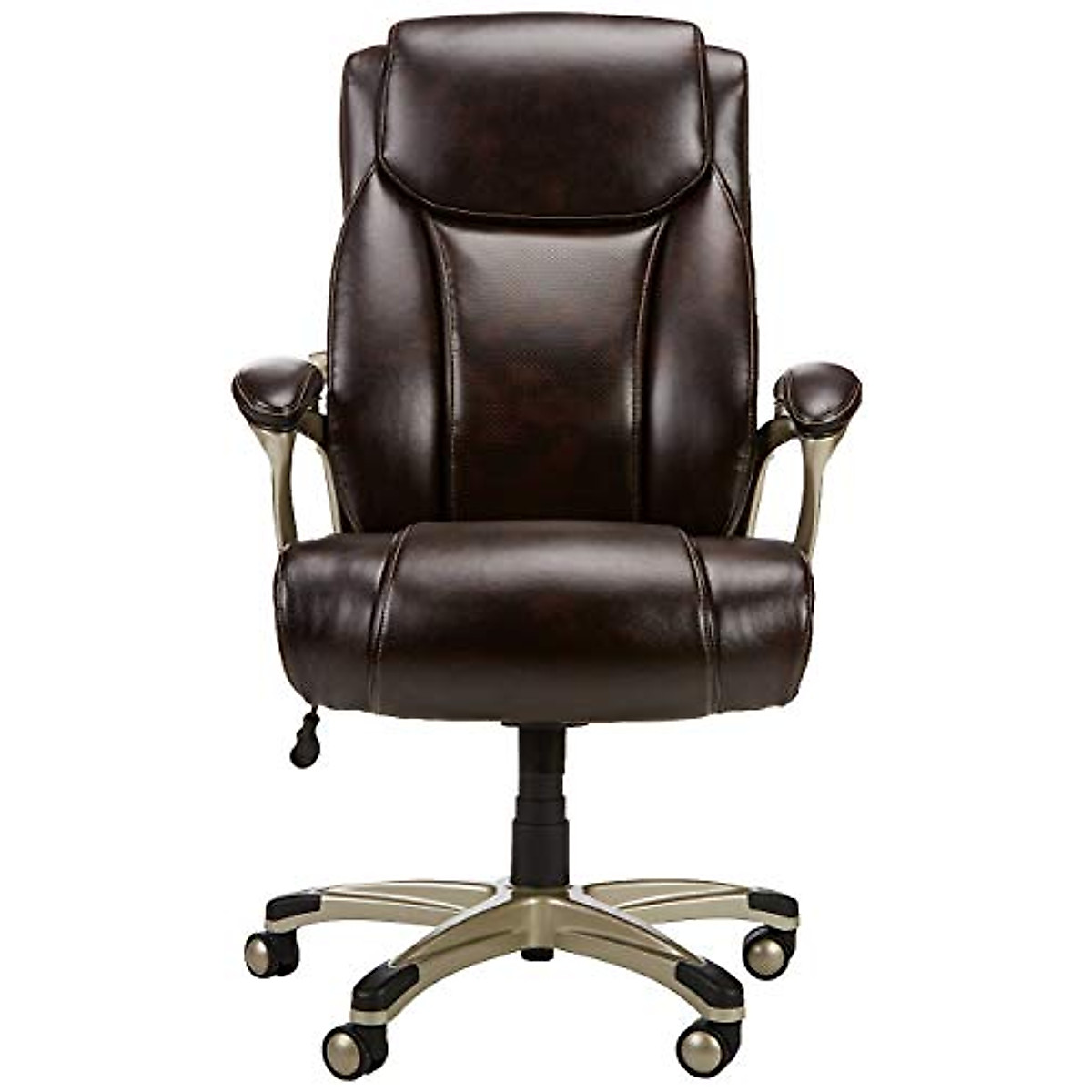 Amazon Basics Big & Tall Executive Computer Desk Chair with Lumbar Support, Adjustable Height and Tilt, 350Lb Capacity, Brown with Pewter Finish