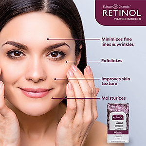 Retinol Anti-Aging Cleansing Towelettes – All-in-One Cleanser, Toner & Makeup Remover in a Convenient Pre-Moistened Wipe – On-The-Go Exfoliating, Toning & Hydrating Leaves Skin Clean, Fresh & Refined