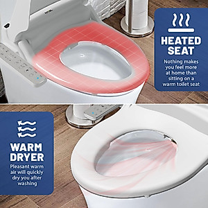 Ivyel J-2 Smart Electric Bidet for Toilet Seat, Fits Elongated toilet,Warm water,Heated bidet toilet seat,Heated Dryer,Child Function,Stainless Steel Self-Cleaning Nozzle,LED Night Light