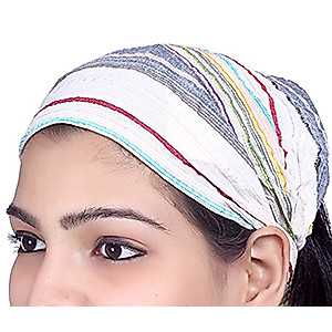 SARJANA HANDICRAFTS Lot 10 Pieces Womens Mens Cotton Headband Striped Hairband Bandana Wrap Band (Multicolored (Assorted))