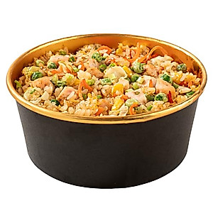 Restaurantware Foil Lux 25.3 OZ Take Out Container, 50 Insulated Foil Lining Food Container - Greaseproof, Stackable, Black Paper To Go Food Container, For Hot Or Cold Foods, Lids Sold Separately