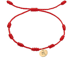 Scorpio Zodiac Constellation Bracelets String for Women Men Coin 7 Knots Red Rope Bracelet Lucky Amulet Birthday Gift Teen Jewelry