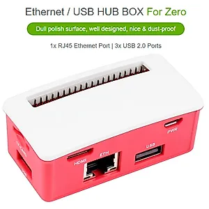 Ethernet/USB HUB HAT Board with ABS Case for Raspberry Pi Zero 2 W/Zero 2WH/Pi Zero/Zero W/Zero WH,with 3X USB Ports, Compatible with USB 2.0/1.1 and 1x RJ45 Ethernet Port 10/100M Auto-Negotiation