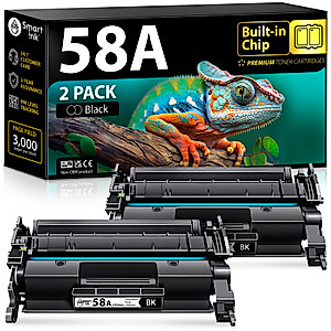 Smart Ink Compatible Toner Cartridge Replacement (with CHIP) for HP 58A CF258A 58X CF258X 58 (2 Black Pack) to use with HP Laserjet Pro M404n M404dn M404dw MFP M428fdw M428fdn M428dw Printers