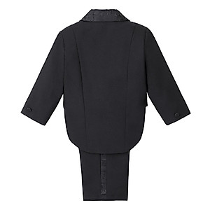 Dressy Daisy Baby Boy Classic Fit Tuxedo Black Suit 5 Pieces Set Formal Wear Wedding Outfit Size 12-18 Months, with Vest