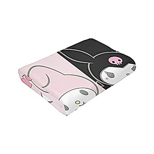Kuromi and My Melody Flannel Throw Blanket Fringe Lightweight Cozy Ultra Soft Couch Bed Sofa Chair for Kids Boys Girls Adults 80"X60"