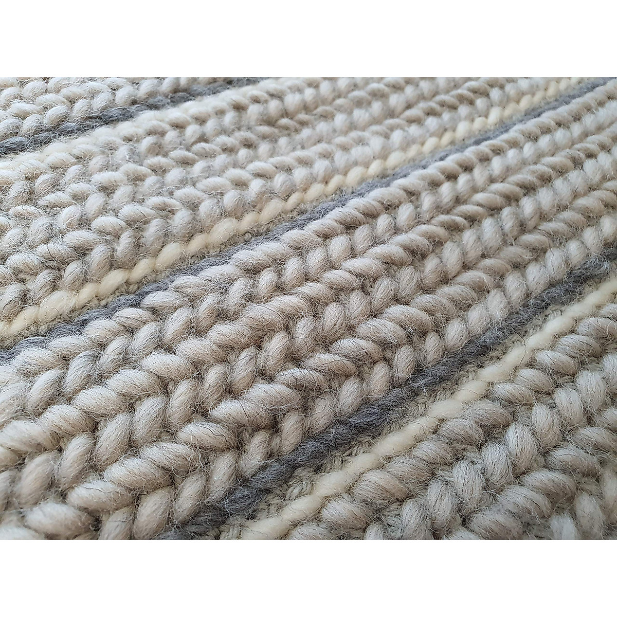 Crochet wool Blanket Gray Beige Warm throw blanket merino Knit Handmade Throw, 43x63 inches