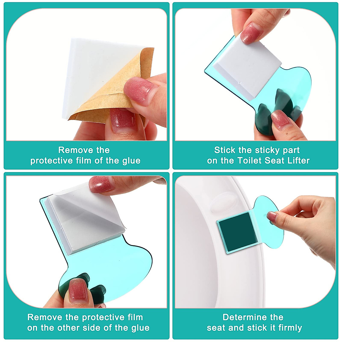 9 Pieces Toilet Seat Lifter Handle Seat Cover Lifter Avoid Touching Toilet Lid Lifter Toilet Seat Lifter Tab Toilet Seat Holder for Bathroom, Home, Travel, Office, Hotel, 3 Colors (Red, Green, White)