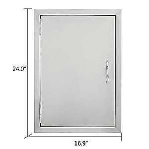 BLTPress 17" Wx24 H BBQ Access Door 304 Stainless Steel BBQ Island Door Heavy Duty Single Vertical Door for Outdoor Kitchen