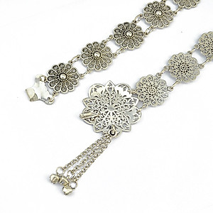 Idealway Bohemian Vintage Body Chain Silver Sun Flower Belt Chain Women Jewelry (1)