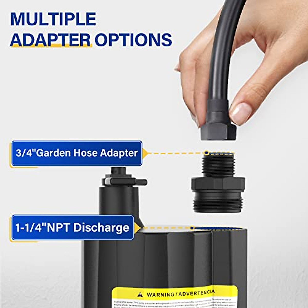 Acquaer 1/3 HP Submersible Water Pump 2160GPH Sump Pump Thermoplastic Utility Pump Portable Electric Water Pump Water Remove for Basement Hot Tubs Garden Pool Cover Draining with 10 ft Cord