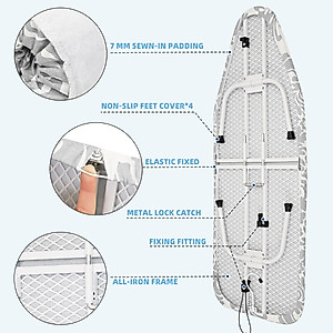 STORAGE MANIAC Tabletop Ironing Broad, All Iron Frame Mini Folding Ironing Broad with 2 Removable Cover, Portable Small Ironing Broad with 7 mm Thick Pad for Laundry Room, Dorms - Silver & Blue Flower