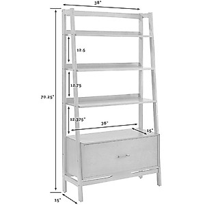 Crosley Furniture Landon Large Bookshelf Etagere, Bookcase Storage with Shelves and File Drawer, Acorn
