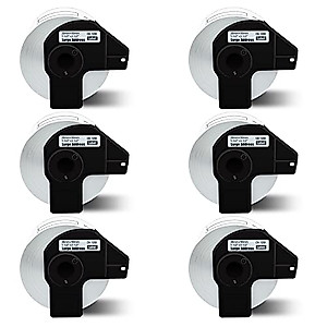 NineLeaf (6 Roll /400 Labels per Roll) Die-Cut Standard Address Labels with Cartridge Compatible for Brother DK-1208 DK1208 38mm x 90mm (3-1/2" x 1-1/2") White Paper use in QL Label Printers