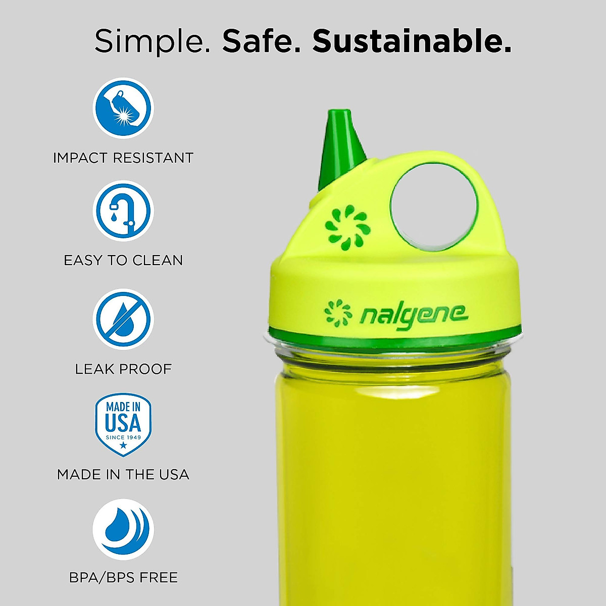 Nalgene Grip-N-Gulp Water Bottles, Leak Proof Sippy Cup, Durable, BPA and BPS Free, Dishwasher Safe, Reusable and Sustainable, 12 Ounces