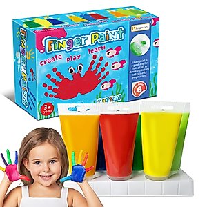 Finger Paint For Toddlers Non-Toxic Washable, Finger Painting For Toddlers 1-3, 6 Bright Colors Painting for Kids DIY Crafts Painting, School Painting Supplies, Gifts for Kids (6 x 75ml)