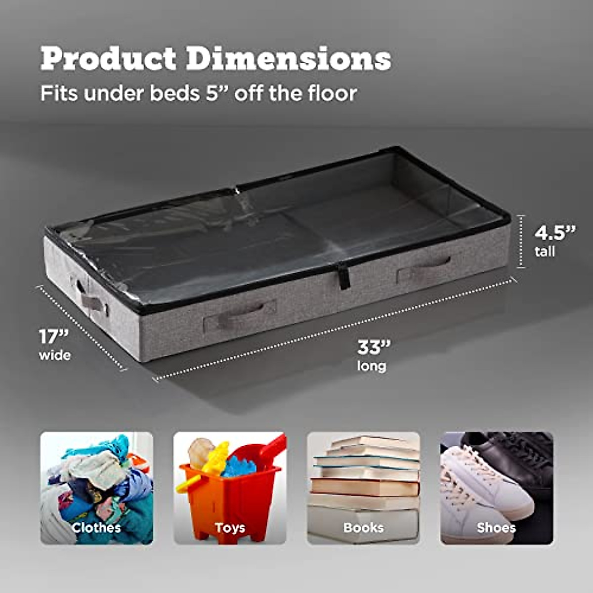 storageLAB Underbed Storage Containers, Storage Bin for Clothes, Blankets, Shoes and Pillows, Closet, Home, and Bathroom Organization