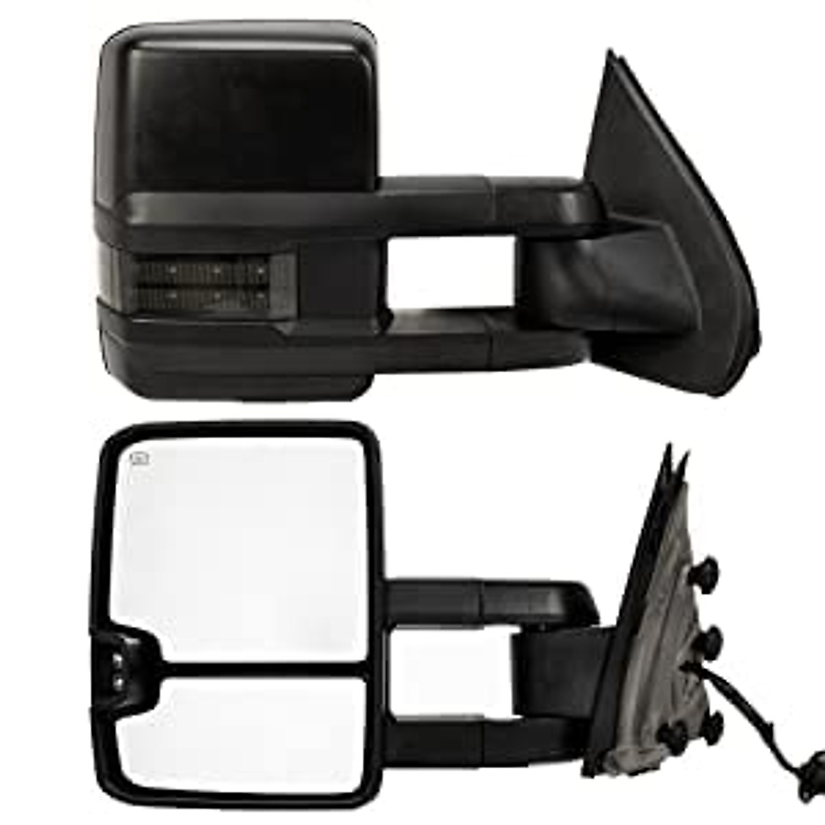 MOTOOS Towing Mirrors Compatible With 2014-2017 Chevy Silverado GMC Sierra 1500 2015 2016 Silverado Sierra 2500 HD 3500 HD Power Heated Smoked LED Manual Fold Mirrors