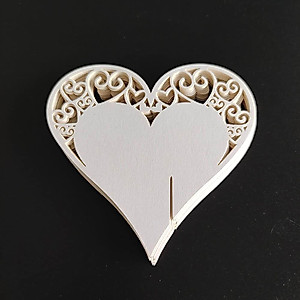 150 Pcs Heart Table Number Place Card Name Card Wine Glass Cup Decoration Postcards for Wedding Party,Reception, Anniversary, Birthday Party (white-150pcs)