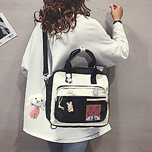 Eaarliyam Backpack with Pin and Accessories Girl Backpack Cute Shoulder Tote Bag Laptop Schoolbag for Students Backpack, Cute Backpack Black