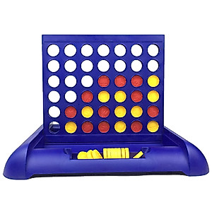 SHUYUE 4 in A Row Board Games Foldable Line up 4 Toys Children's Educational for Kids Blue