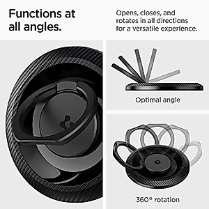 Spigen O-Mag Ring (Carbon) Magnetic Phone Holder Grip Designed for MagSafe Bundle with Spigen OneTap Ring Adapter for Mag Safe-Compatibility with EZ-Fit Kit (Carbon)