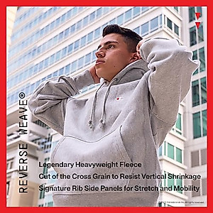 Champion mens Pullover Hoodie, Reverse Weave Pullover Hooded Sweatshirt for Men, Best Comfortable Hoodies Men, Left Chest C Hoody, Black-y06145, Large US