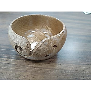 Decorative Yarn Bowl Weaving Supply Circular Yarn Storage Bowl Wooden for Knitting Crochet by SUFY Crafts (Small-6x6x3 Inch)