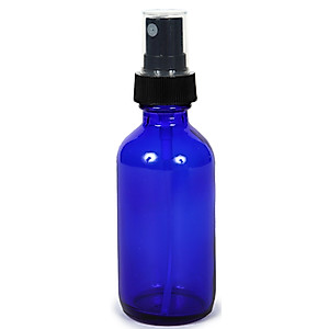 6, Cobalt Blue, 2 oz Glass Bottles, with Black Fine Mist Sprayers