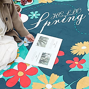 Homde Picnic Blanket 79"x79" Beach Blanket Waterproof Sandproof for Outdoor Beach Camping Hiking Travel Machine Washable Colorful Garden