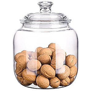 128 oz Dishwasher Safe & Won't Be Broken Airtight Food Storage Canister | 1 Gallon Premium Plastic Shatterproof Apothecary Jars | Perfect Container for Cookie, Cereal, Dog Treats, Cat Pet Food, Candy and More