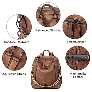 CLUCI Leather Backpack Purse for Women Travel Backpack Purse Convertible Fashion Ladies Large Casual Daypack Brown