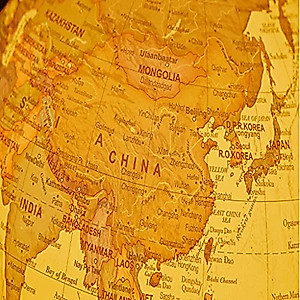 geographic globe Vintage 9.8 Inch Diameter World Globe Antique Desktop Globes Illuminated World Globe With Wooden Stand Built In LED For Kids world globe gift (World Globe) (World