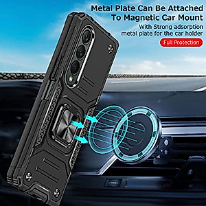 RLUYIDIKS for Samsung Galaxy Z Fold 4 Case,360°Rotate Ring Stand Magnetic Cover Case,Military Grade Protection Shockproof Phone Case,7.6inch for Samsung Galaxy Z Fold 4 5G,Black RUS01-11