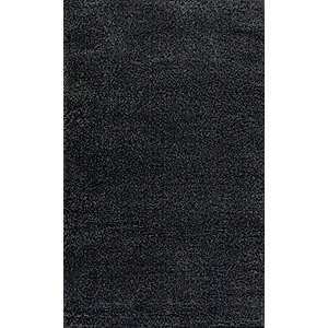 JONATHAN Y SEU100I-4 Haze Solid Low-Pile Indoor Area-Rug Casual Contemporary Solid Traditional Easy-Cleaning Bedroom Kitchen Living Room Non Shedding, 4 ft x 6 ft, Black