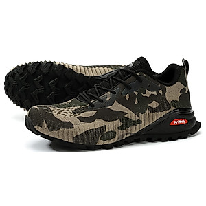 ikunka Men's Fashion Sneakers Lightweight Breathable Walking Shoes Tennis Cross Training Shoe Non Slip Trail Running Shoes（Camouflage 12）