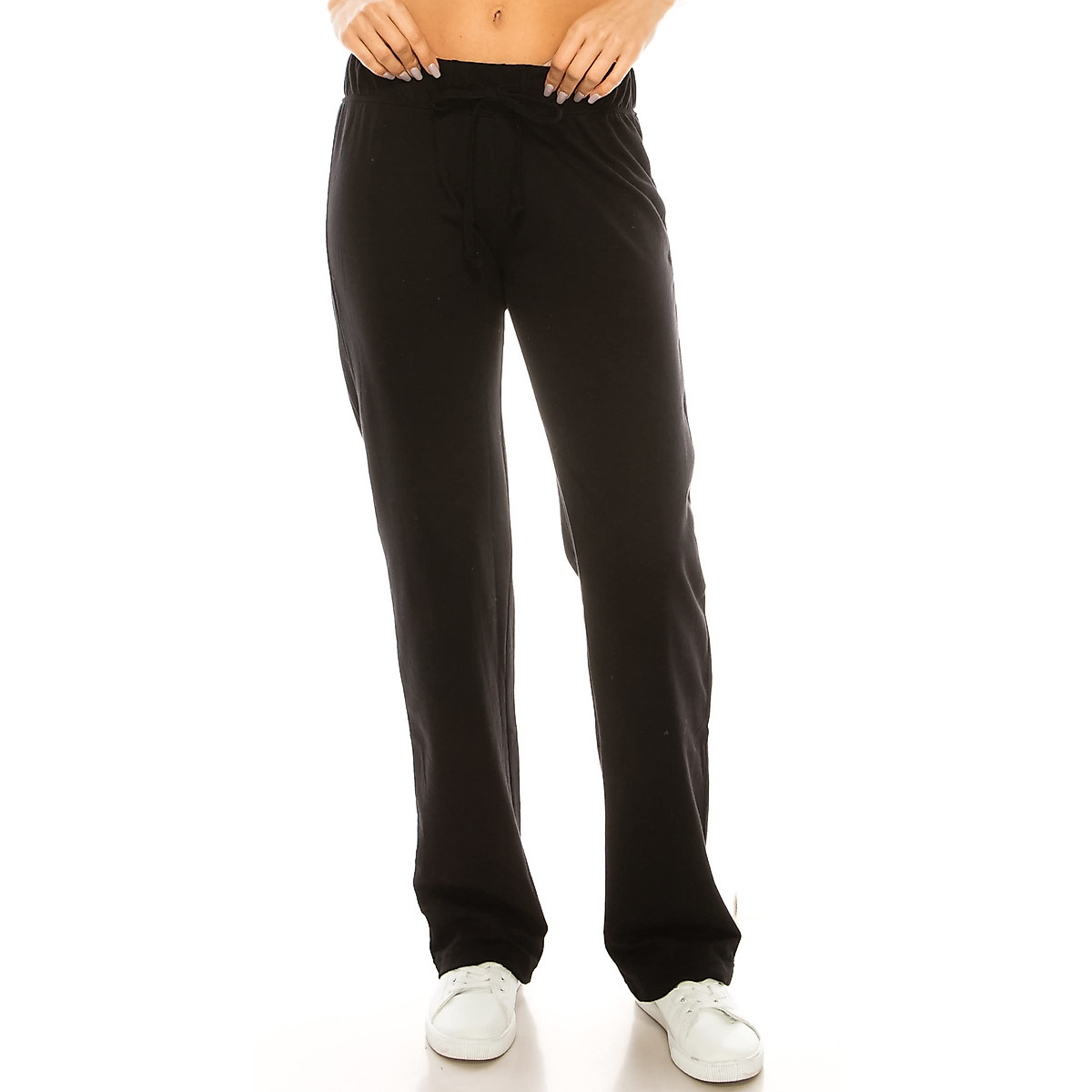 RENESEILLE Women's Active Workout Sweatpants – Casual French Terry Drawstring Waistband Yoga Athletic Sports Lounge Pants FT9000 Black XL