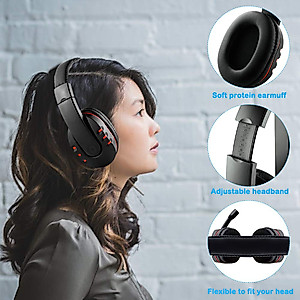 SourceTon 3.5mm Noise Isolating Over Ear Headphone with Mic and Volume Control Compatible with Laptop, PC, Xbox One Controller, Bonus with Extra 3.5mm Adapter