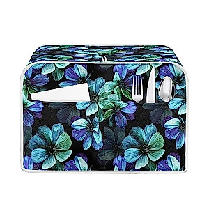 GIFTPUZZ Coffee Theme Two Slice Toaster Cover Small Appliance Dust-proof Cover with Side Pockets Bread Maker Cover Kitchen Microwave Oven Cover (Brown) S