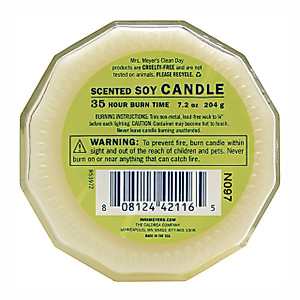 MRS. MEYER'S CLEAN DAY Soy Aromatherapy Candle, 35 Hour Burn Time, Made with Soy Wax and Essential Oils, Lemon Verbena, 7.2 oz