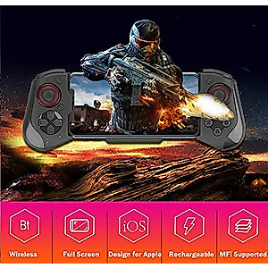 Megadream Mobile Gaming Controller for iPhone iOS Android PC Wireless Gamepad Joystick for iPhone 15/14/12/11, iPad, MacBook, Samsung Galaxy S22/S21/S20, TCL, Tablet, PC - 18+ Hour Battery Life - COD